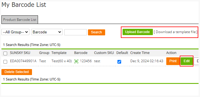 SUNSKY - Barcode template guide