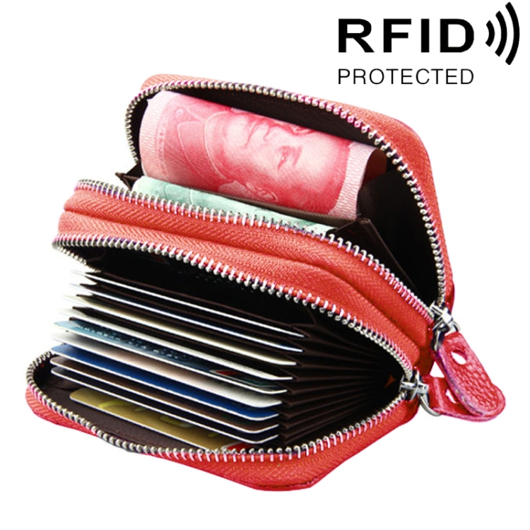 정품 쇠가죽 채찍으로 치다 가죽 이중 레이어 단색 지퍼 카드 홀더 지갑 Rfid 차단 동전 지갑 카드 가방 카드 슬롯 및 동전