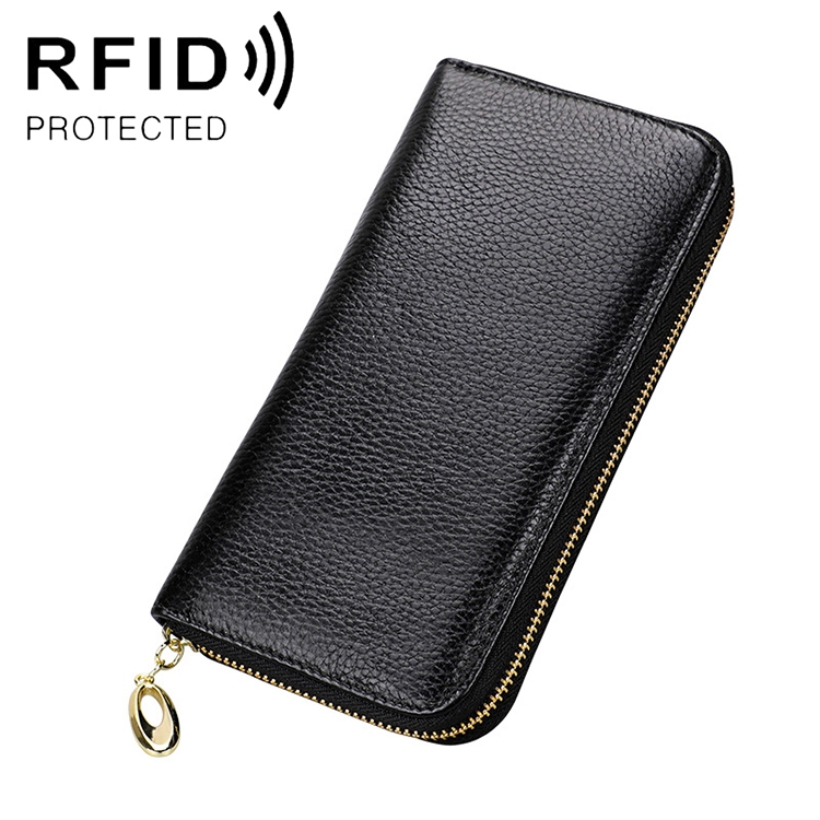 906 Antimagnetic RFID Litchi Texture ผู้หญิงกระเป๋าสตางค์ขนาดใหญ่ ...