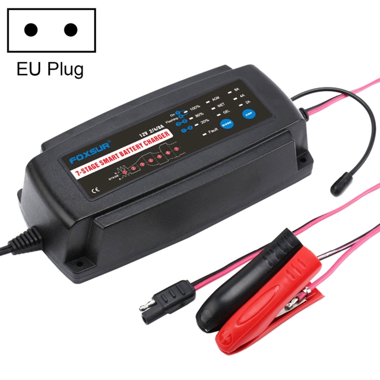 FOXSUR 12V 2A / 4A / 8A 7-traps opladen acculader voor auto-motorfiets ...