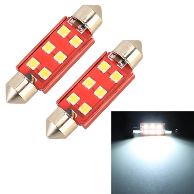 2 PCS 41mm DC12V / 2.2W / 6000K / 130LM 6LEDs SMD-3030 Car Reading Lamp ...
