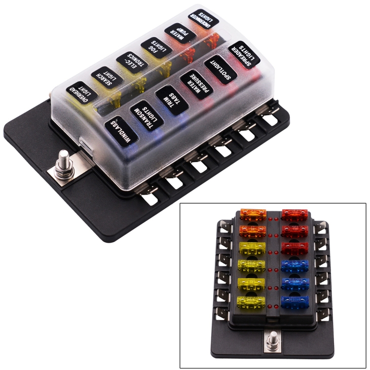 1 in 12 Out Fuse Box PC Terminal Block Fuse Holder Kits met LED ...