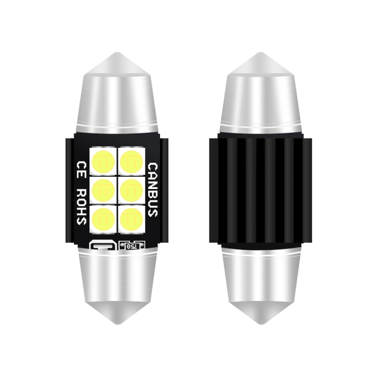 2 PCS 31 มม. DC12V-24V 3W 6000K 660LM 6 LEDs SMD-3030 โคมไฟอ่านหนังสือ ...