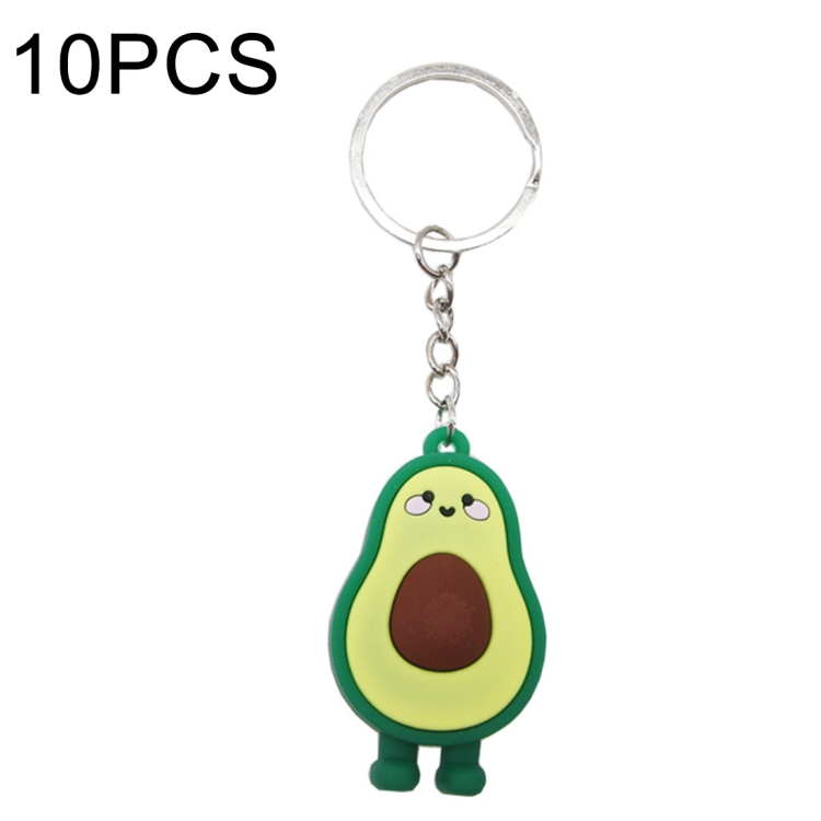 10 PCS Cute Fruit Jewelry Soft Silicone Cartoon Anthropomorphic Avocado ...