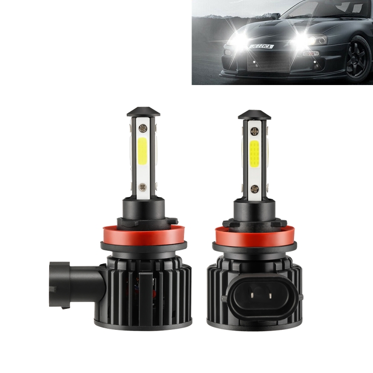 F8 H11 2 PCS 22W 3000LM 6000K Four Side DOB LED Headlight Fog Light ...