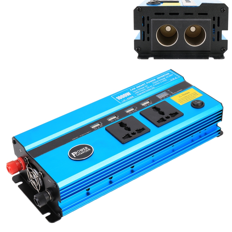 650W DC 24V to AC 220V Car Multi-functional 4988 Smart Power Inverter(Blue)
