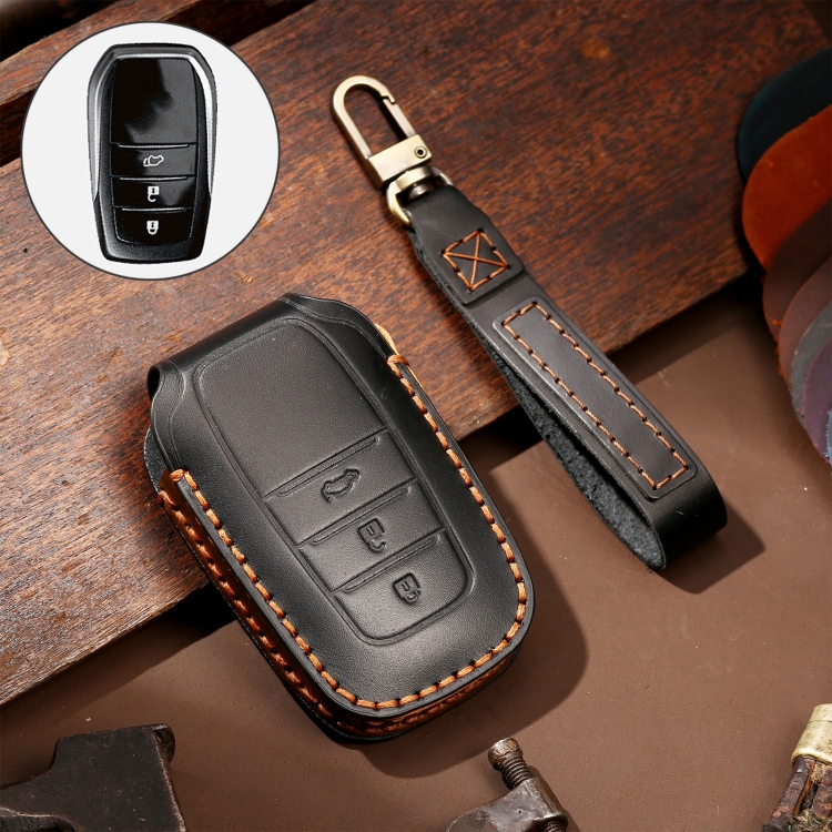 Hallmo Car Cowhide Leather Key Protective Cover Key Case for Toyota ...