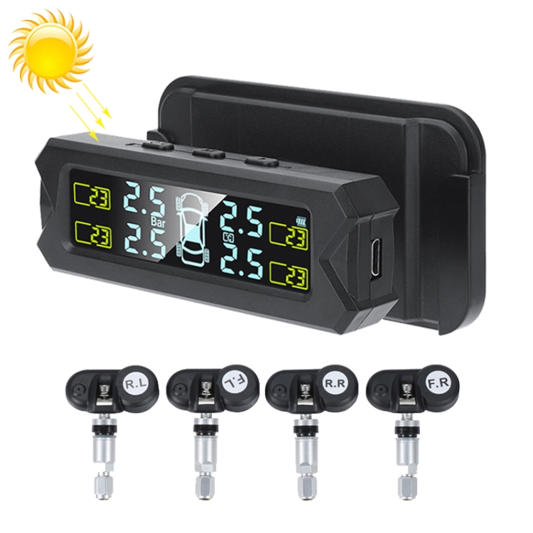 Car High Precision Solar Charging Tire Pressure Monitoring System TPMS ...