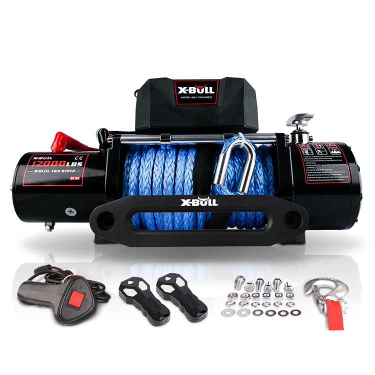 [US Warehouse] X-BULL 12000LBS Waterproof Synthetic Electric Rope Winch ...