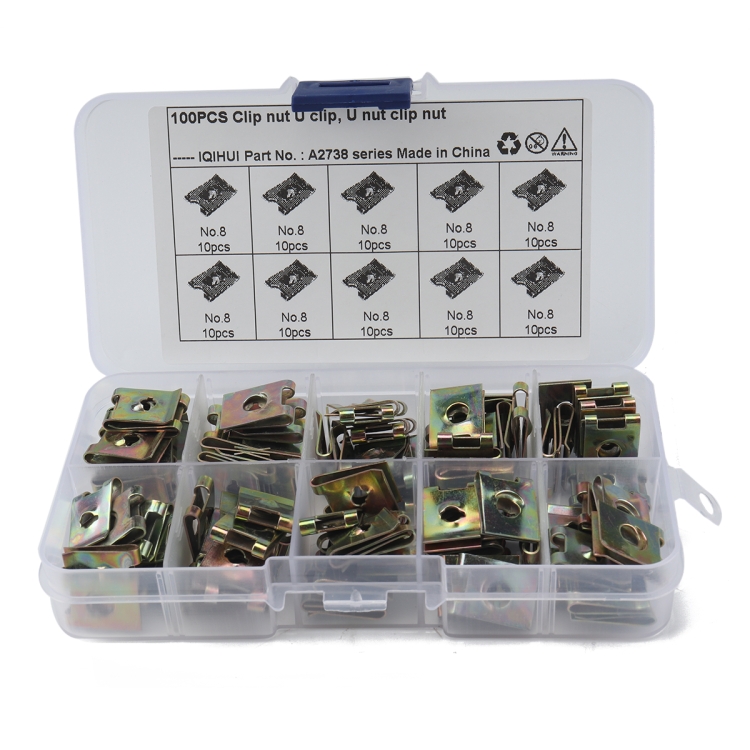 100 PCS U Nut Kit Spire Clips No.8 ตัวยึดความเร็วสังกะสี Lug Nuts