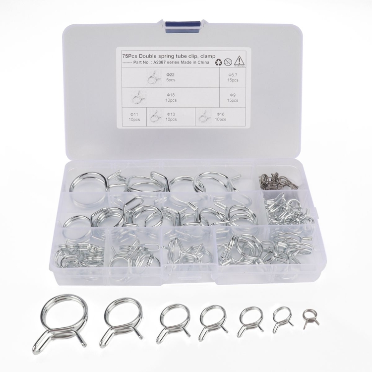 75 PCS Double Wire Spring Tube Clamp แคลมป์ท่อน้ำขนาด 6.0-22 มม