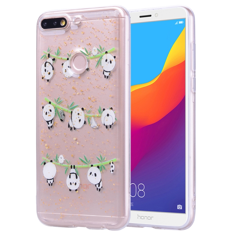 รูปแบบการ์ตูนฟอยล์สีทองสไตล์กาวหยดเคส TPU Soft สำหรับ Huawei Honor 7C ...