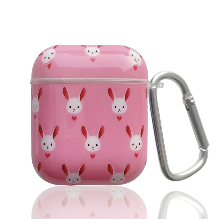Painted TPU Earphone Protective Case with Hook For AirPods 1 / 2(Rabbit)