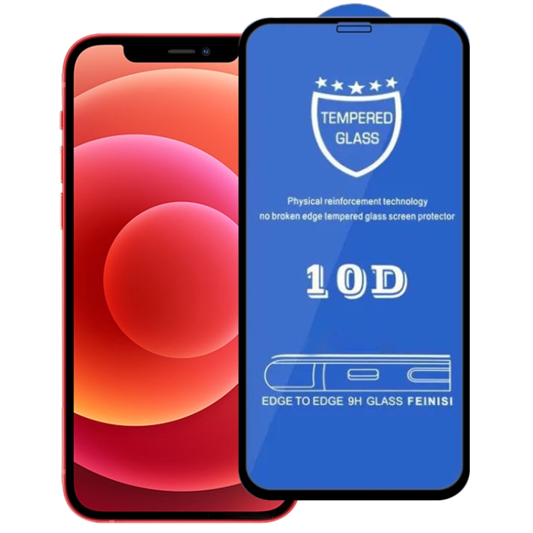 아이폰 12 미니 9H 10D용 전체 화면 강화 유리 화면 보호기(검은색)