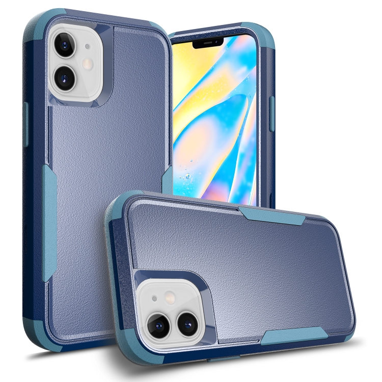 iPhone 12 mini TPU + PC용 충격 방지 보호 케이스(로열 블루 + 그레이 그린)