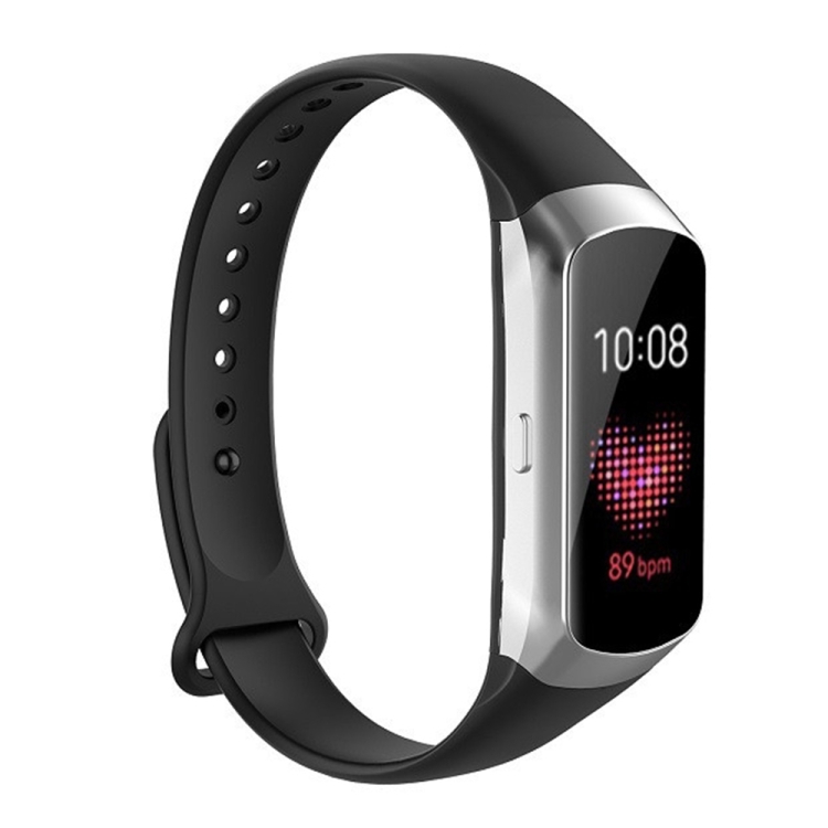 Samsung Galaxy Fit Fit SM-R370 실리콘 글로시 손톱 버튼 시계 밴드 (검은 색)