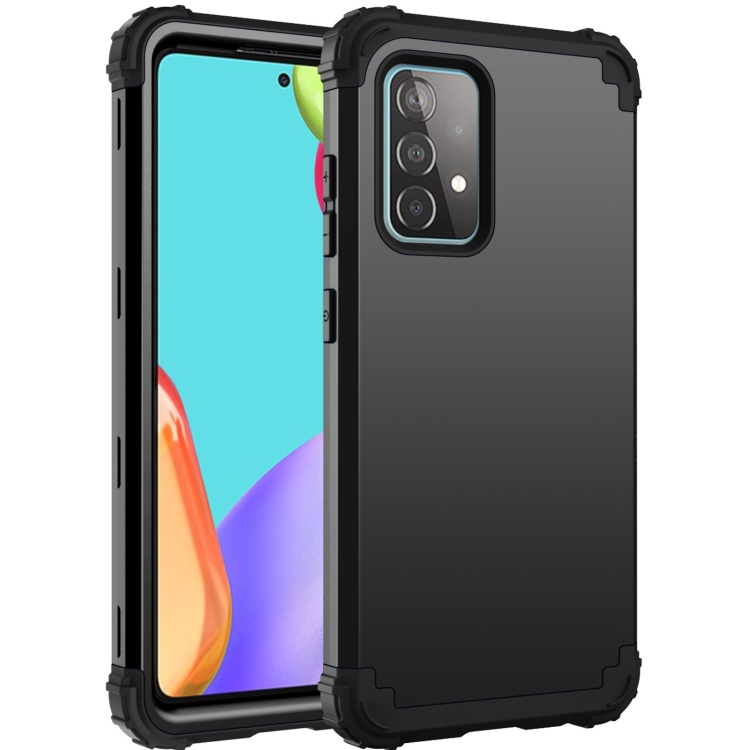 สำหรับ Samsung Galaxy A52 4G / 5G PC + ซิลิโคนกรณีป้องกันกันกระแทกสามชิ้น (สีดำ)