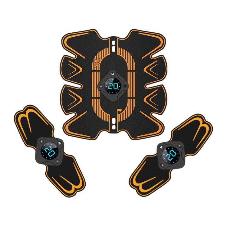 Fm87 Usb 자기 충전 Ems 전기 근육 자극기 복부 근육 스티커와 Led 디지털 디스플레이 및 왼쪽 및 오른쪽 팔 스티커