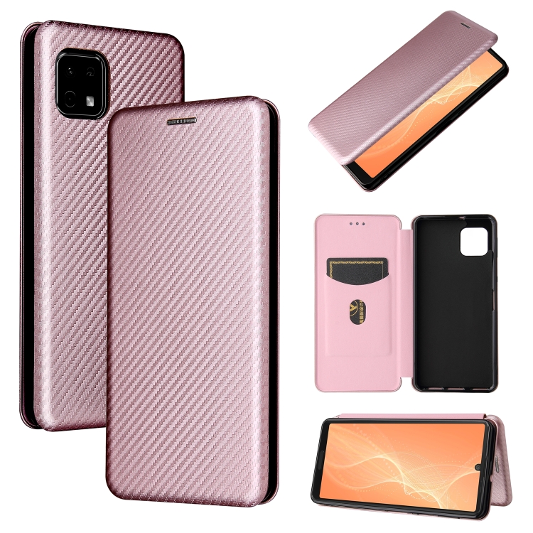 สำหรับ SHARP AQUOS SENSE 6 คาร์บอนไฟเบอร์เนื้อแม่เหล็กแนวนอนพลิก TPU ...