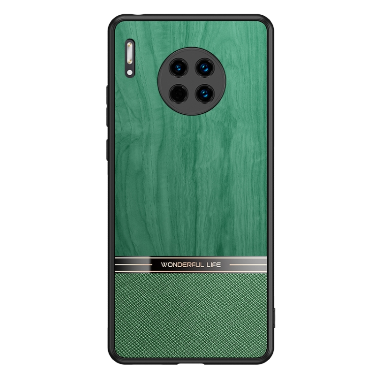 สำหรับหัวเว่ย Mate 30 ซาง Rui ไม้เมล็ดพืช PU + TPU กรณีกันกระแทก (สีเขียว)