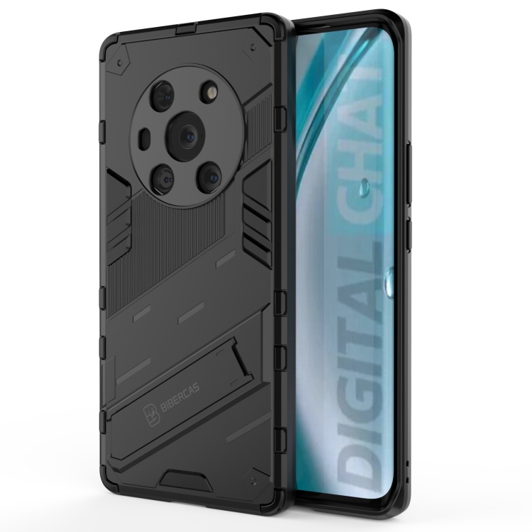 Para Honor Magic3 Punk Armor 2 em 1 PC + TPU caso à prova de choque com suporte invisível (preto)