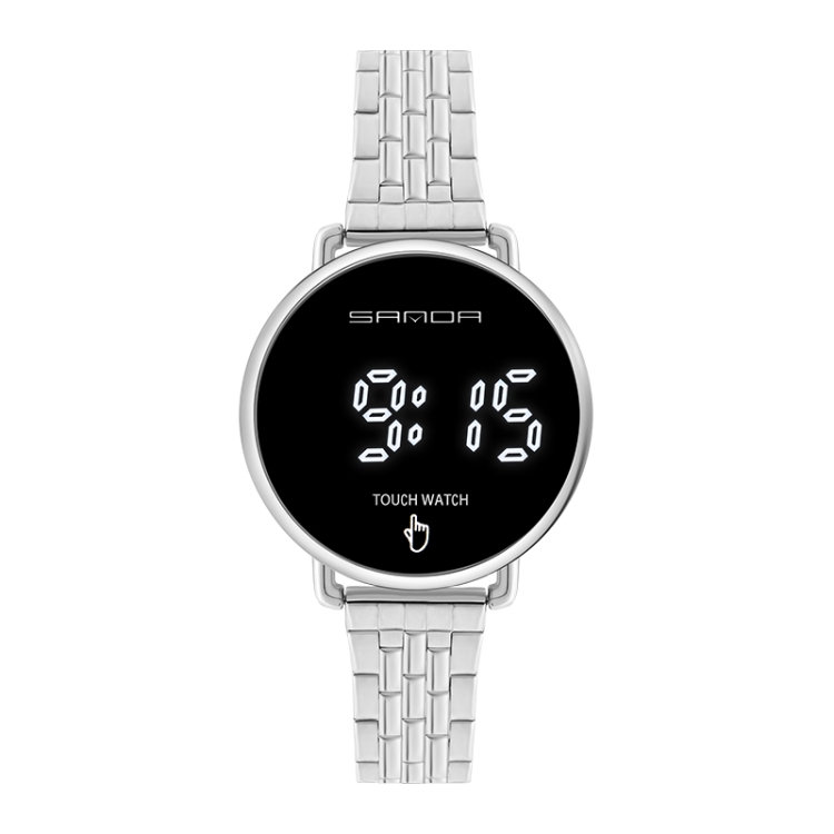 SANDA 8011 Touch Screen LED Digital Display Round Dial Electronic Watch ...