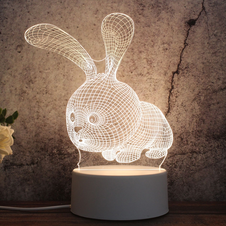 White Base Creative 3D Tricolor LED Decorative Night Light, Plug ...