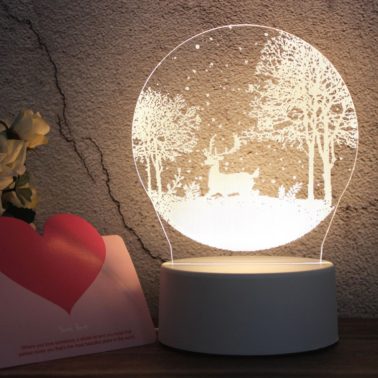 White Base Creative 3D Tricolor LED Decorative Night Light, Plug ...