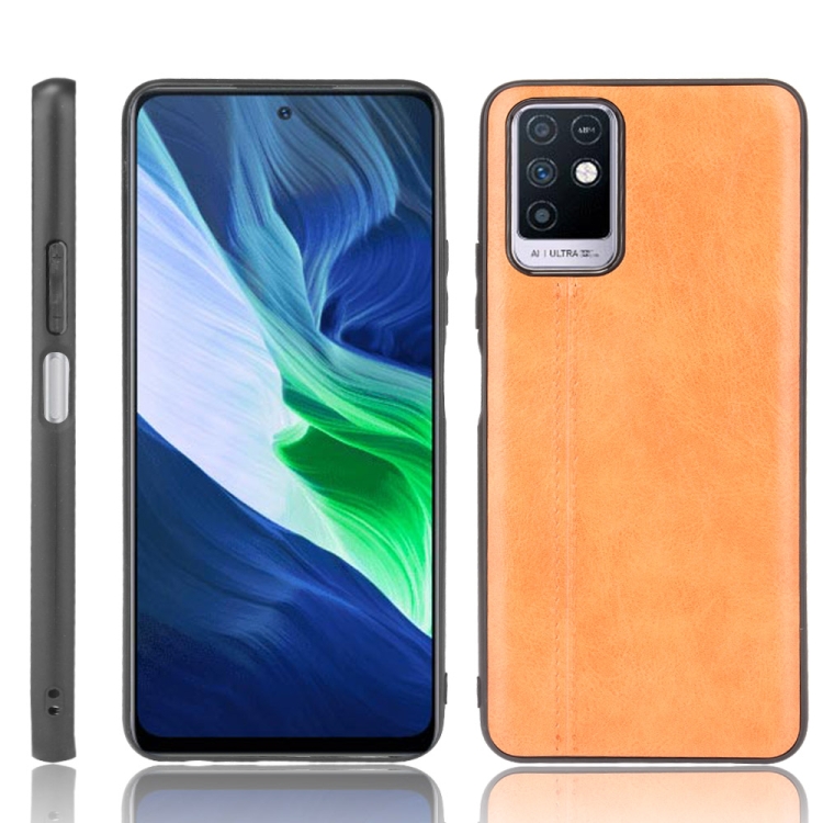 สำหรับ Infinix Note 10 / X693 จักรเย็บผ้ารูปแบบวัวผิวกรณีโทรศัพท์ (สีส้ม)