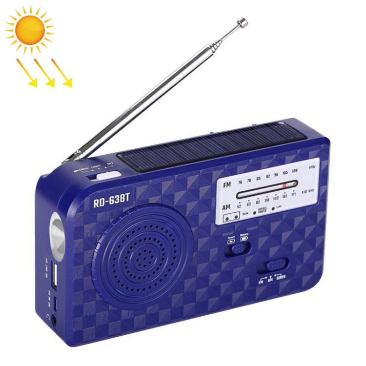 RD-638T Two-band Solar Powered AM / FM Radio Player Flashlight with ...