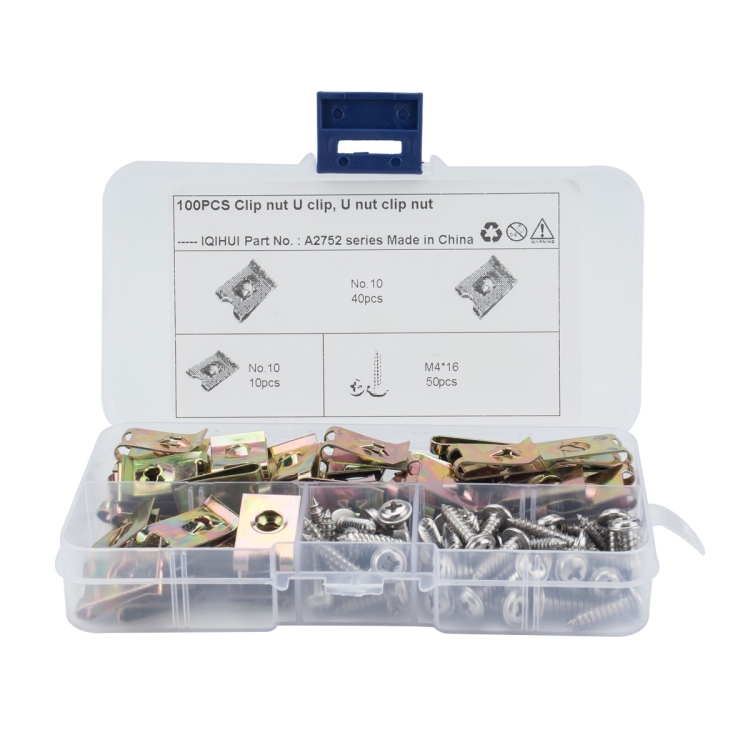 A2752 100 in 1 U-shape Nut Kit Spire Clips No.10 Zinc Speed Fasteners ...