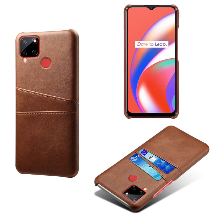 สำหรับ Oppo Realme C12 Calf Texture PC + PU หนังฝาหลังพร้อมช่องเสียบ ...