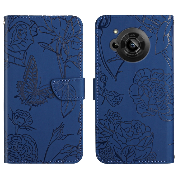 สำหรับ Sharp Aquos R7 Skin Feel Butterfly Peony Case Case เครื่องหนัง ...