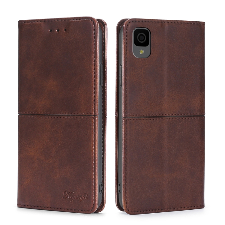 TCL 30Z T602DL 소 텍스처 자기 수평 플립 가죽 폰 케이스 (Dark Brown)