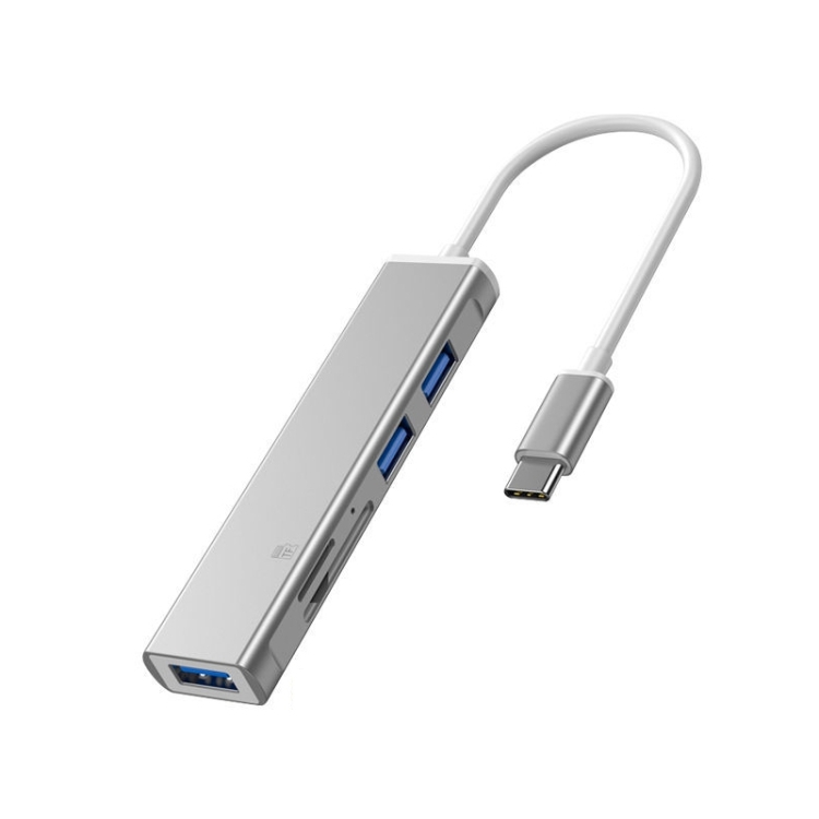 5 in 1 Type-C to SD / TF Card Slot + 3 USB Ports Multifunctional ...