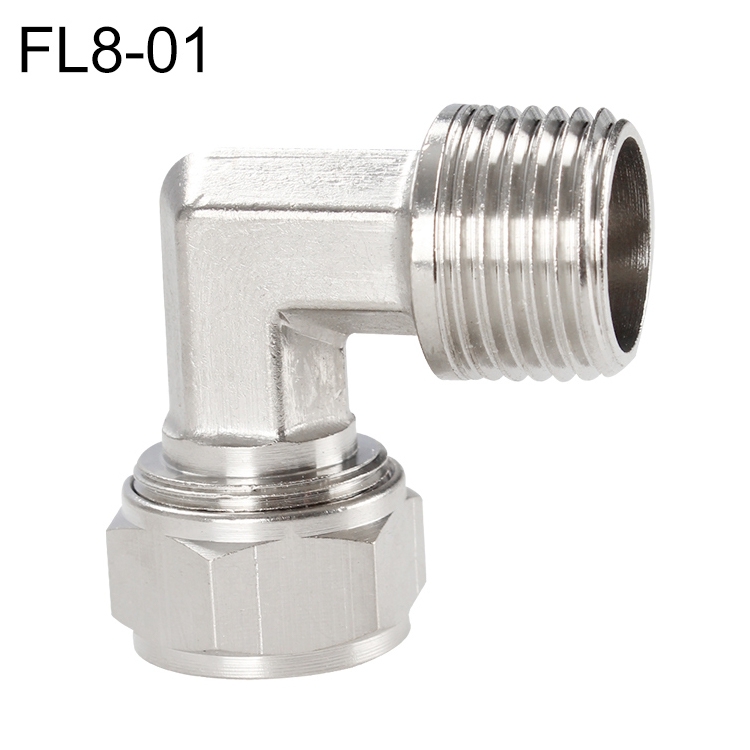 FL8-01 LAIZE Nickel Plated Copper Trachea Quick Fitting Twist Elbow ...