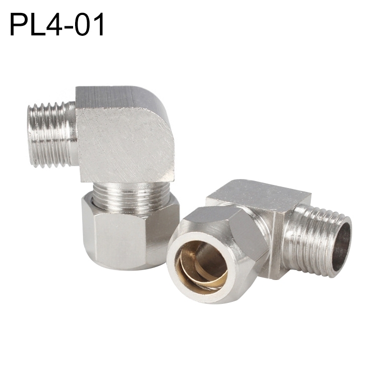 PL4-01 LAIZE 10 ชิ้นทองแดงชุบนิกเกิลลดข้อศอกนิวเมติกฟิตติ้ง Connector
