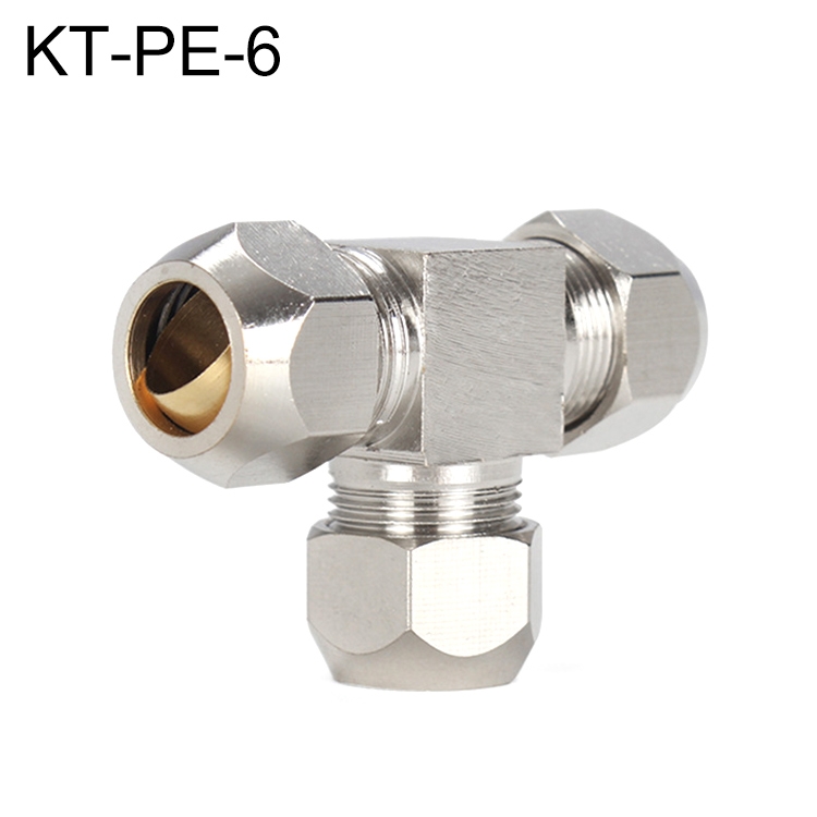 KT-PE-6 LAIZE Nickel Plated Copper T Type Tee Pneumatic Quick Fitting ...
