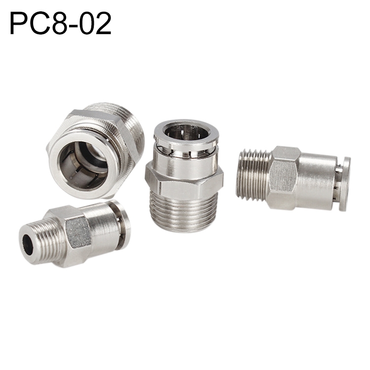 PC8-02 LAIZE Nickel Plated Copper Male Thread Straight Pneumatic Quick ...
