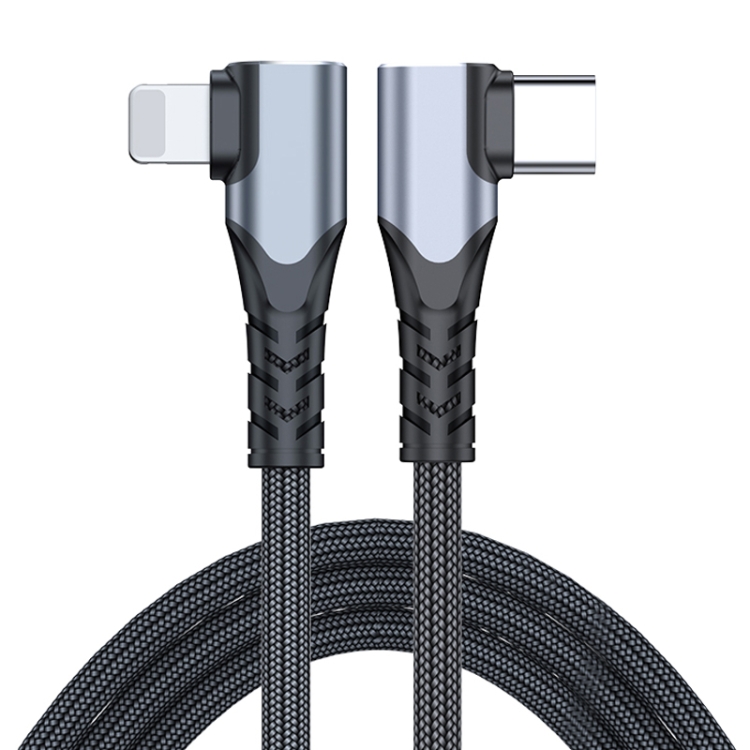 ADC-009 20W USB-C/Type-C to 8 Pin Double Elbow Data Cable, ความยาว:2 ม.