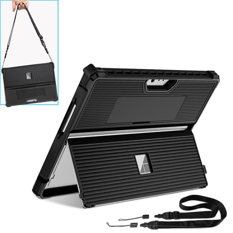 For Microsoft Surface Pro 8 Striped Hollow Tablet Case with Holder ...