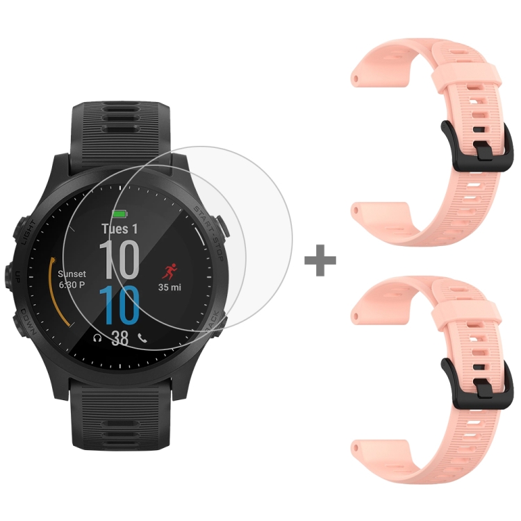 สำหรับผู้เบิกทาง Garmin 945 2 ชิ้นสายนาฬิกาซิลิโคนพร้อมฟิล์มกระจกนิรภัย ...