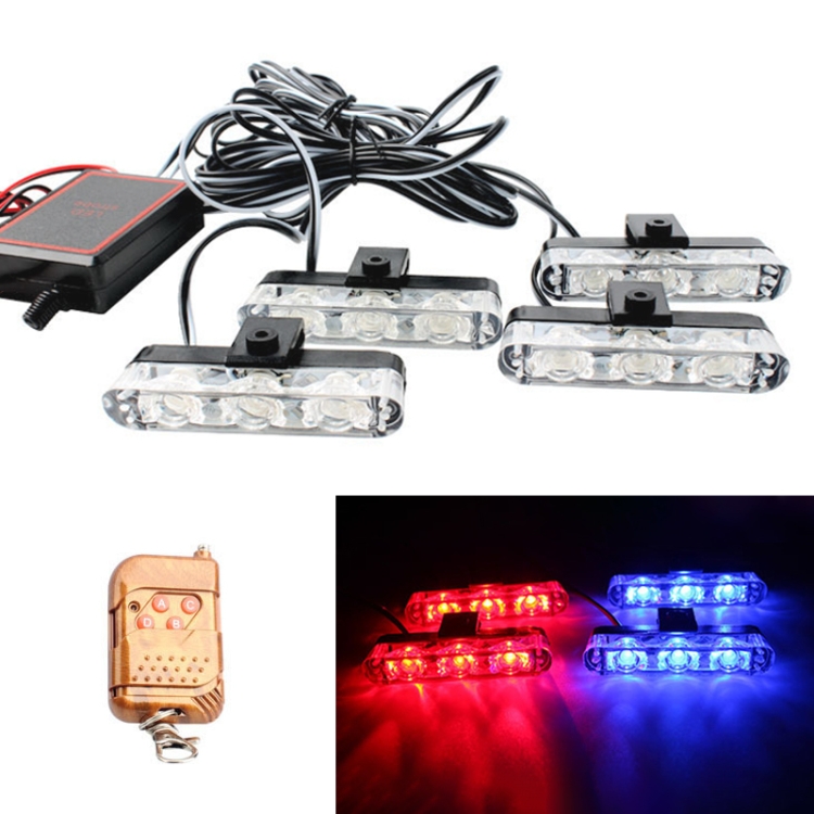 4 in 1 Car 12LEDs Grille Flash Lights Warning Lights with Wireless ...