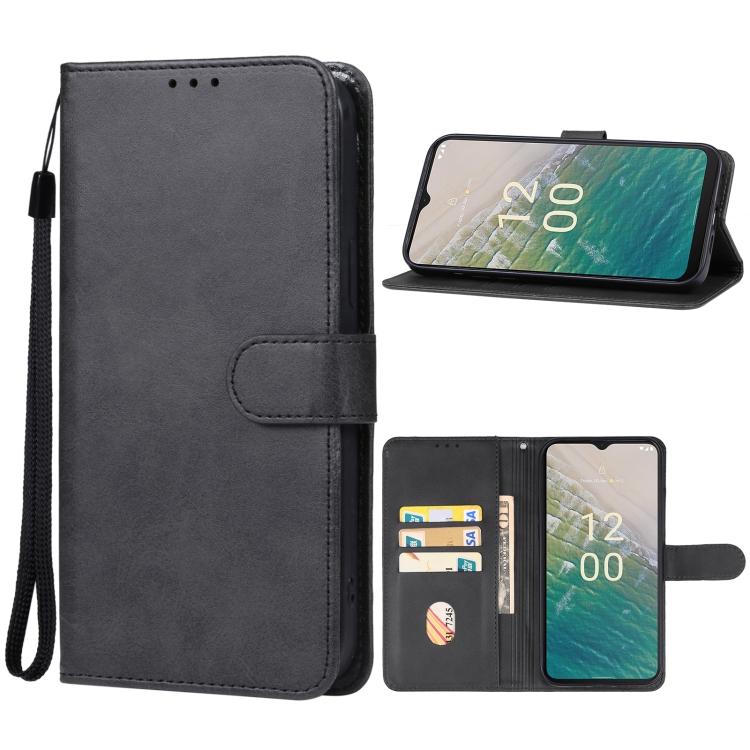 For Nokia C32 Leather Phone Case(Black)