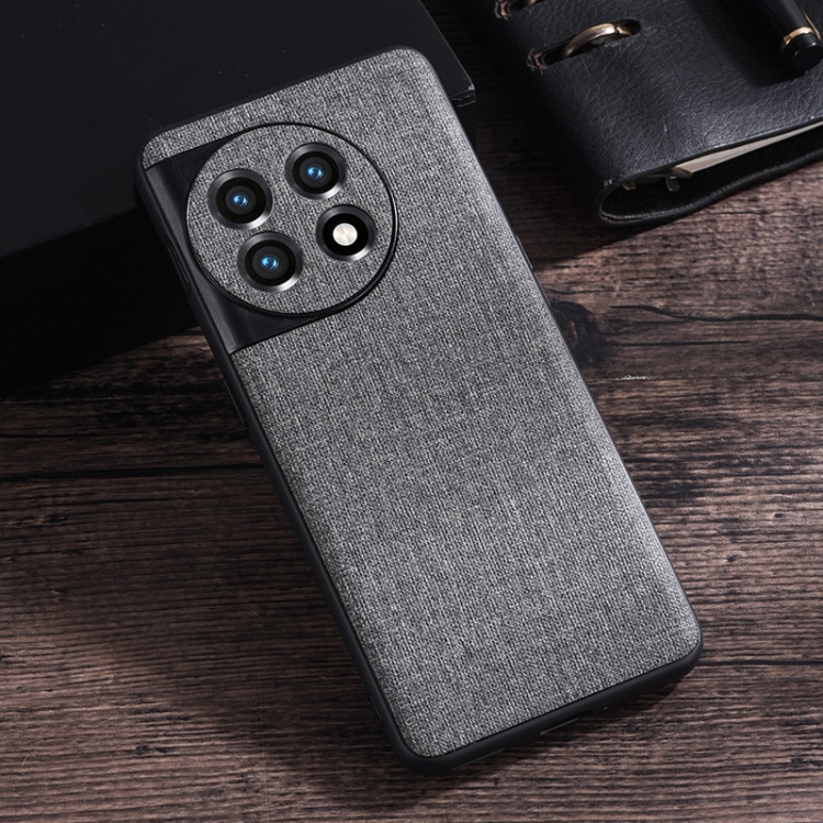 For OnePlus Ace 2 Cloth Texture PU + TPU Phone Case(Grey)