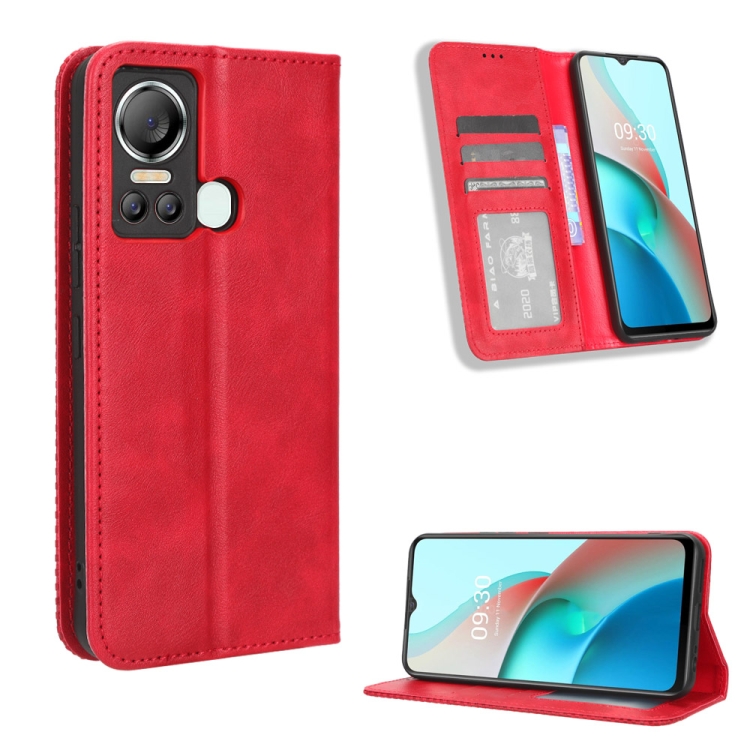 สำหรับ Itel S18 S663L หัวเข็มขัดแม่เหล็ก Retro Texture เคสโทรศัพท์หนัง ...