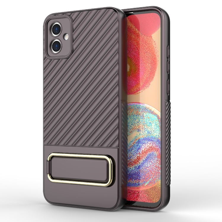 Capa de celular com textura ondulada para Samsung Galaxy A04E (marrom)