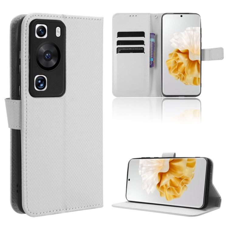 สำหรับ Huawei P60 / P60 Pro เคสโทรศัพท์หนังเนื้อเพชร (สีขาว)