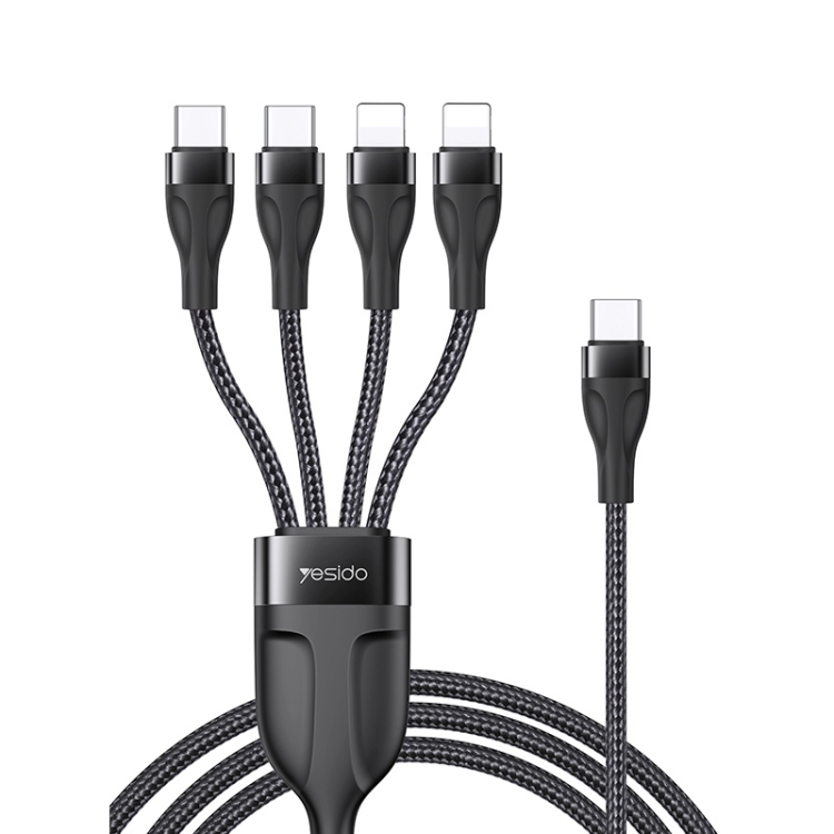 YESIDO CA110 1.2m 4A Type-C to Dual Type-C + Dual 8 Pin Charging Cable ...