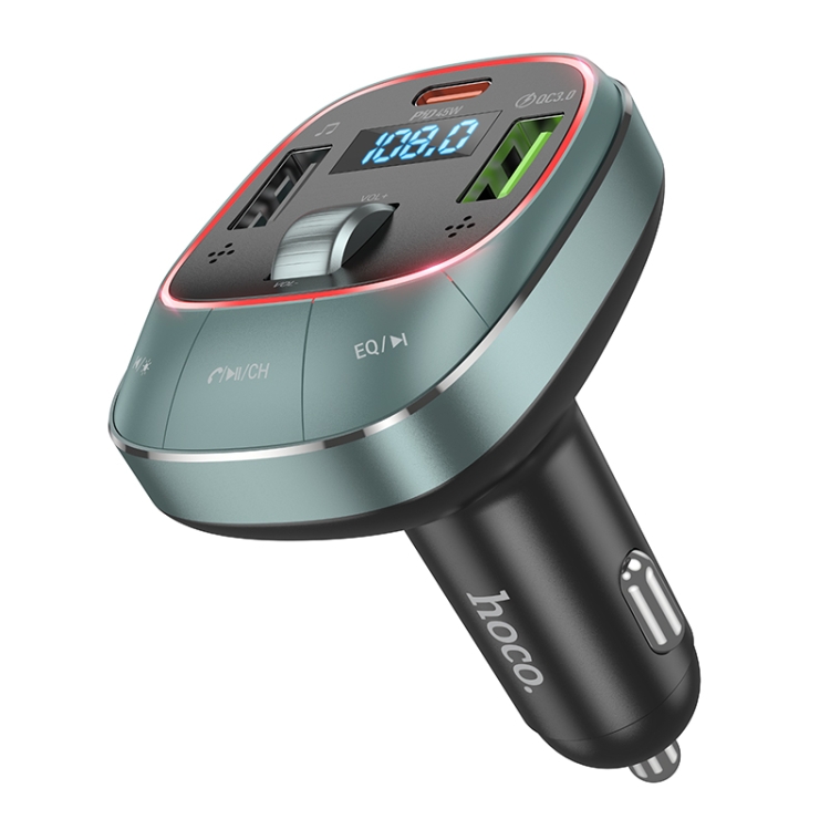 hoco E76 Pole PD30W + QC3.0 Car Bluetooth FM Transmitter(Metal Grey)